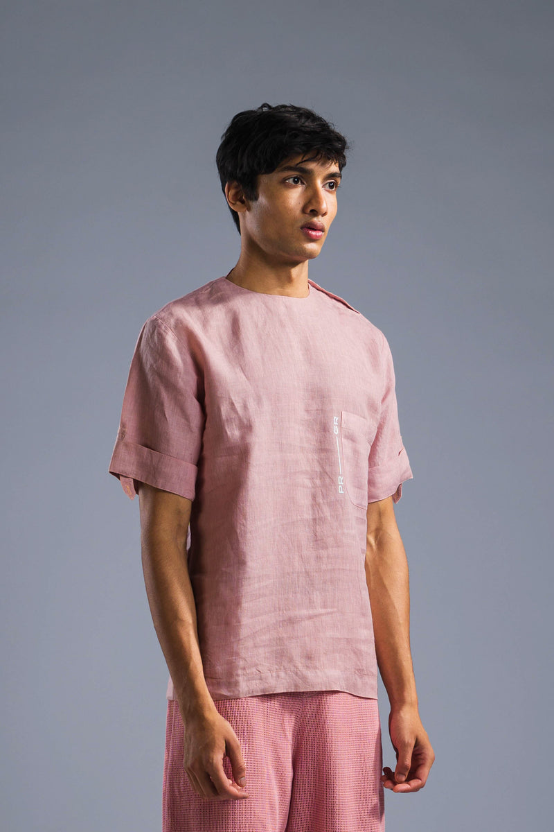Shop Now Dusky Pink Side Neck Button Shirt for Men at Primal Gray