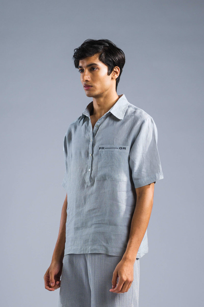 Shop now men ice blue linen polo shirt and add a versatile piece to ...