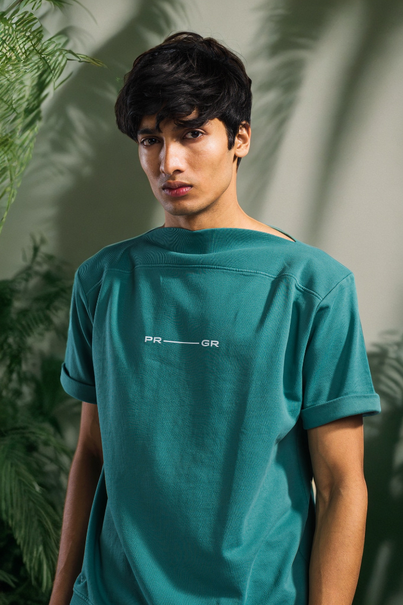 Men's Rib Neck Cotton Sea Blue T-shirt | Half Sleeve | Premium Comfort ...