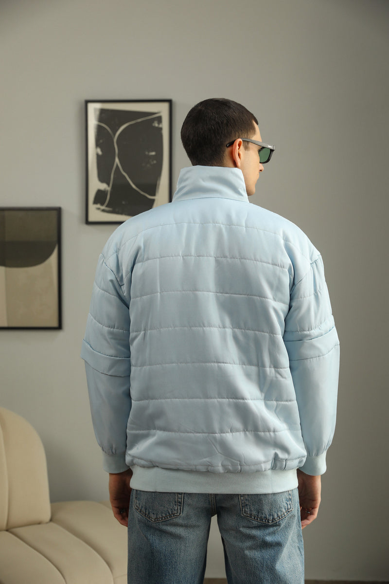 Stylish & Trendy Men Blue Puffer Jacket – Primal Gray
