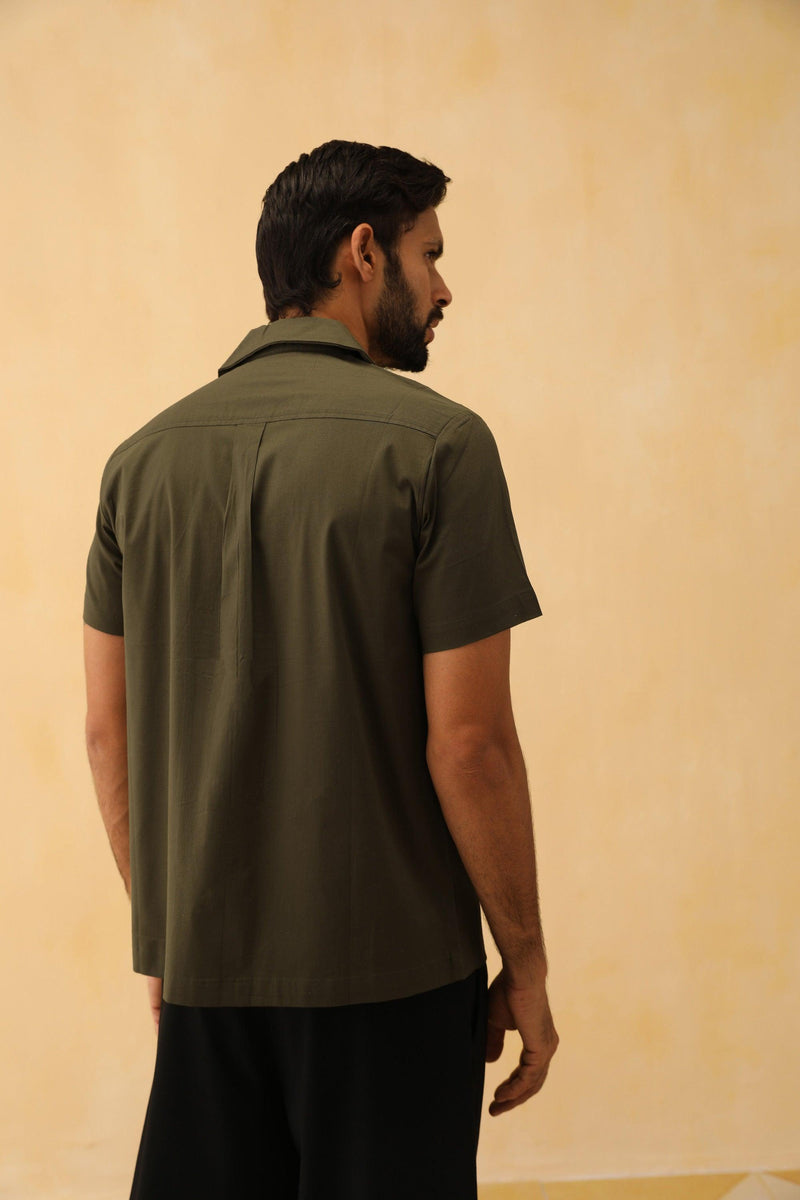 Airy Short Sleeved Olive Laid Back Shirt for Men – Primal Gray