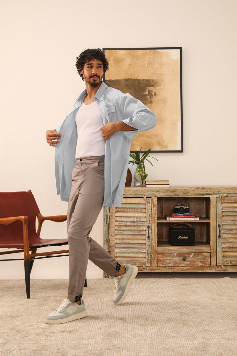 Organic Cotton Blue Extra Long Shirt For Men [Casual & Stylish ...