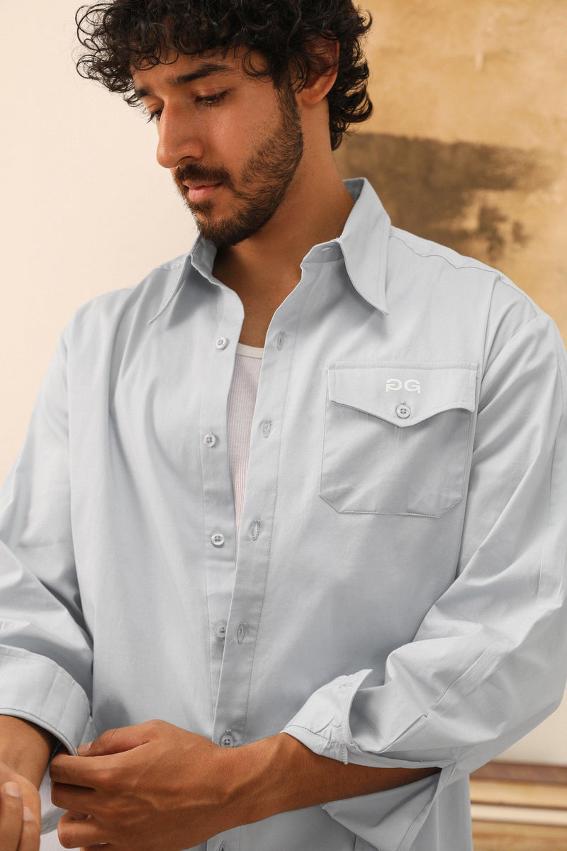 Organic Cotton Blue Extra Long Shirt For Men [Casual & Stylish ...