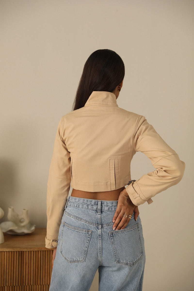 Beige Cropped Jackets for Women - Organic Cotton | Shop Now