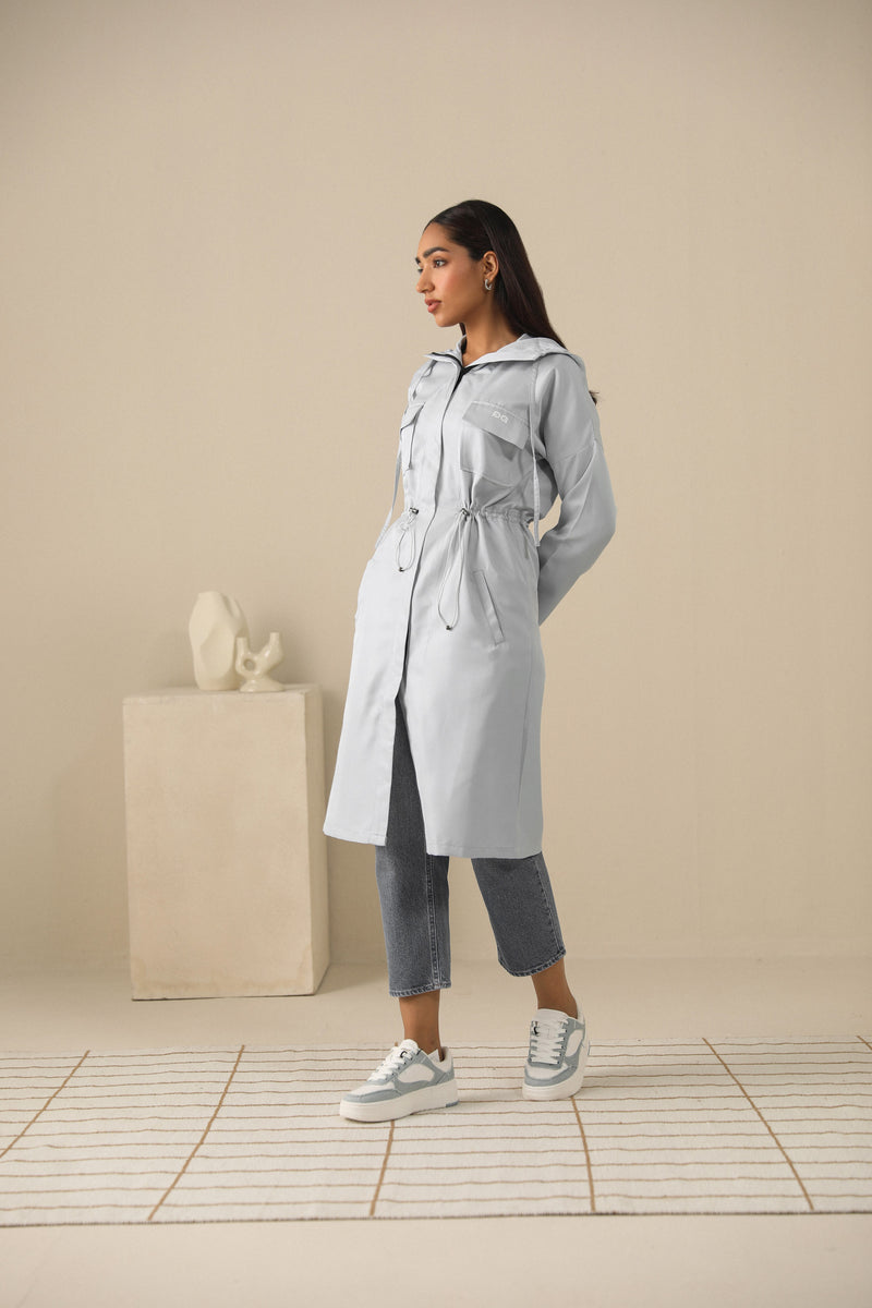 Sleek & Chic Recycled Polyester Blue Raincoat | Comfortable Fit