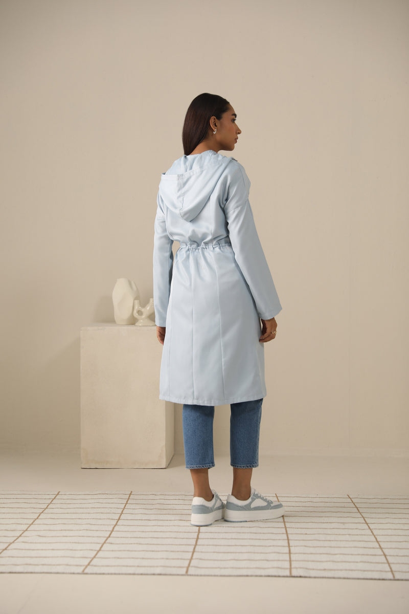 Sleek & Chic Recycled Polyester Blue Raincoat | Comfortable Fit