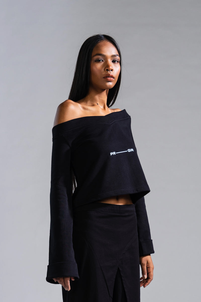 Women's Black Dropped Shoulder Top [Stylish & Comfortable] – Primal Gray