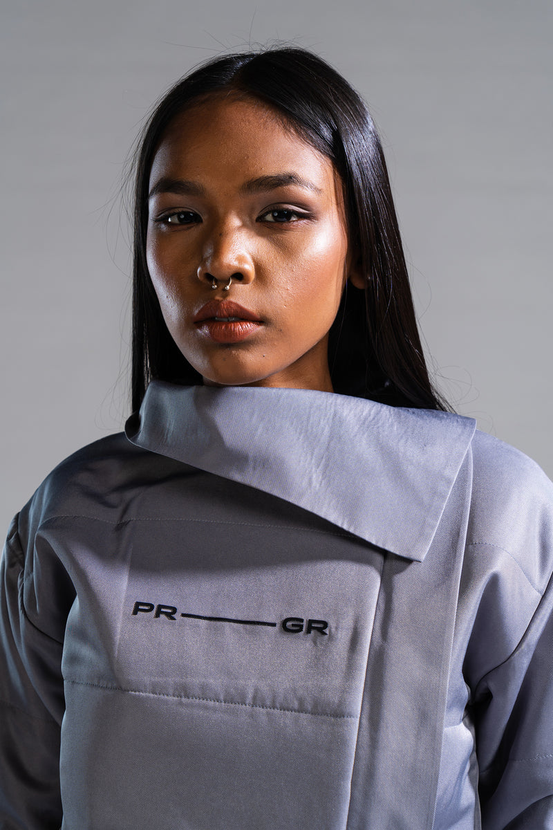 Grey Polyester Asymmetrical Oversize Puffer - Latest Puffer Jacket for ...